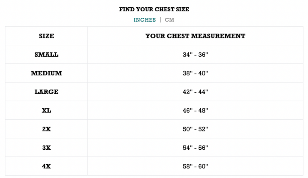 Taylor’s Leatherwear Size Chart | Uniform Tactical Supply